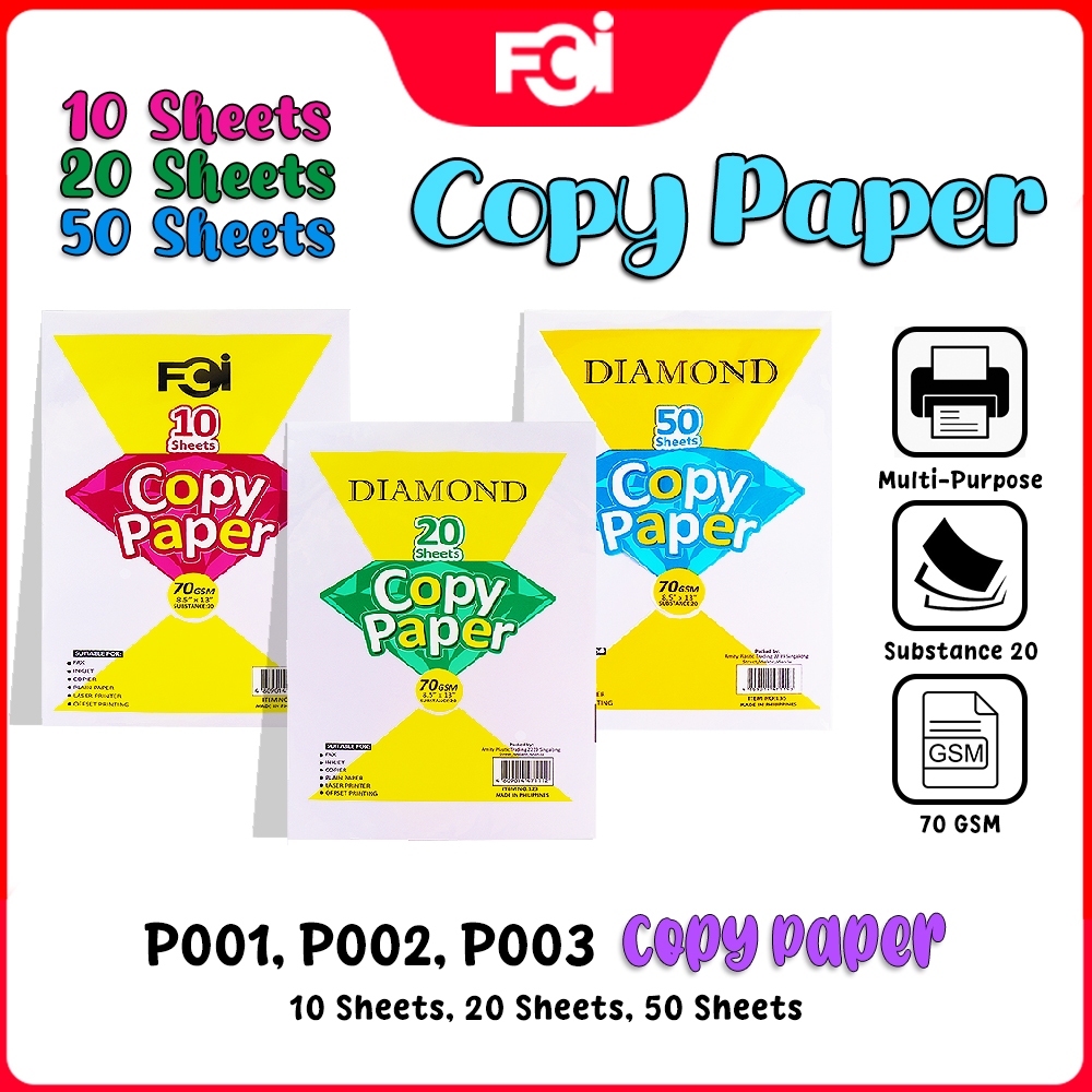 FCI Copy Paper Long Bond Paper the Substance 20 & 70 GSM sold per pack ...