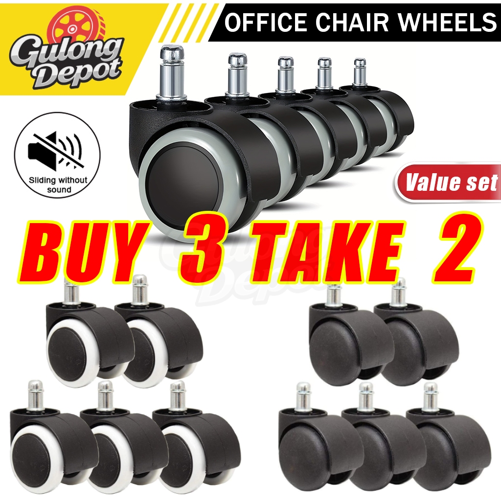 【BUY 3 TAKE 2】 Office Chair Caster 2 Inches Universal Silent Rubber ...