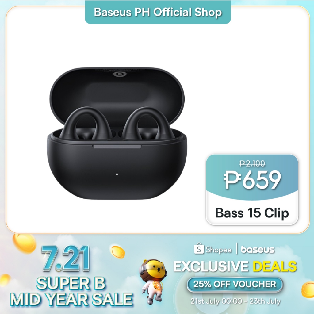 Baseus Bass 15 Clip Open-Ear TWS Earbuds Wireless Earphone Bluetooth 5. ...