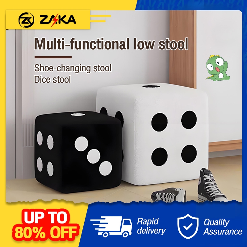 Lamb's Wool Dice Stool chair Low Stool Solid Shoe Changing Footstool ...