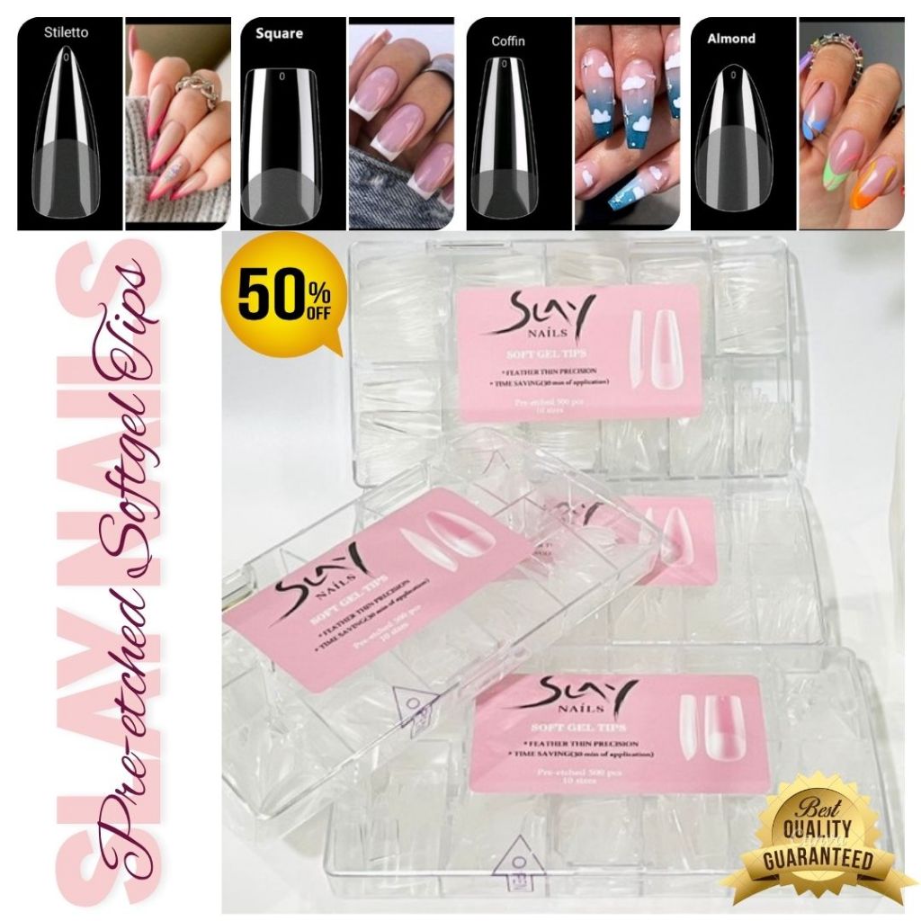 50% off, Slay Nails Pre-Etched Soft Gel tips - 550Pcs False Nail ...