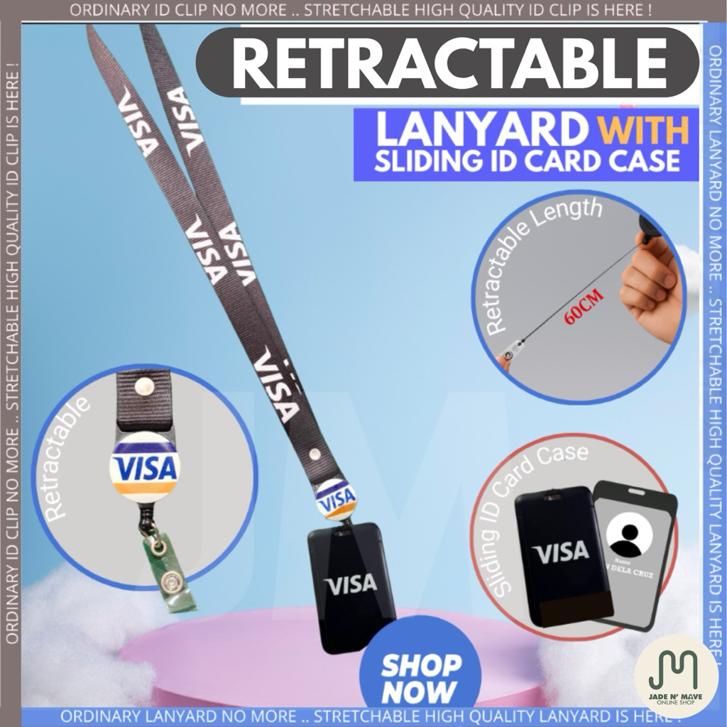 Ready to use VISA Retractable ID Holder Stretchable Pull Out Lanyard ...