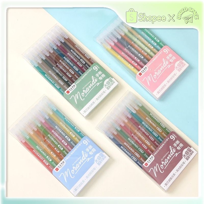 Unico 9 Colors Morandi Gel Pens Set Multi Color Gel Ink Pen Vintage ...