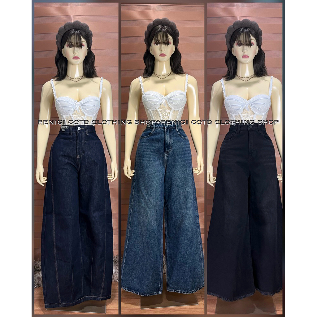 PRELOVED PREMIUM DENIM WIDELEG & BAGGY PANTS mix flare ,straight cut ...