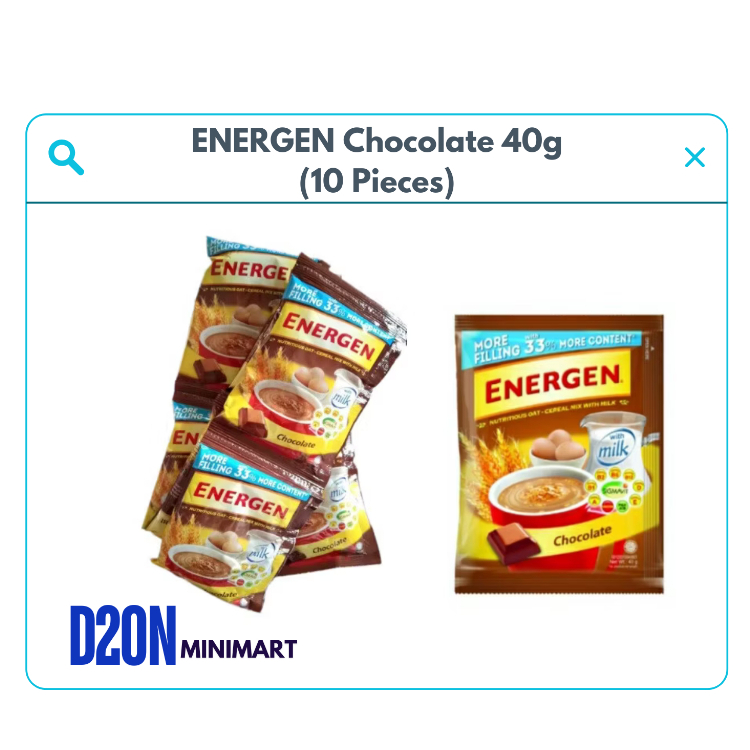 ENERGEN Chocolate Cereal Oats - HANGER 40g x 10 pieces | Shopee Philippines