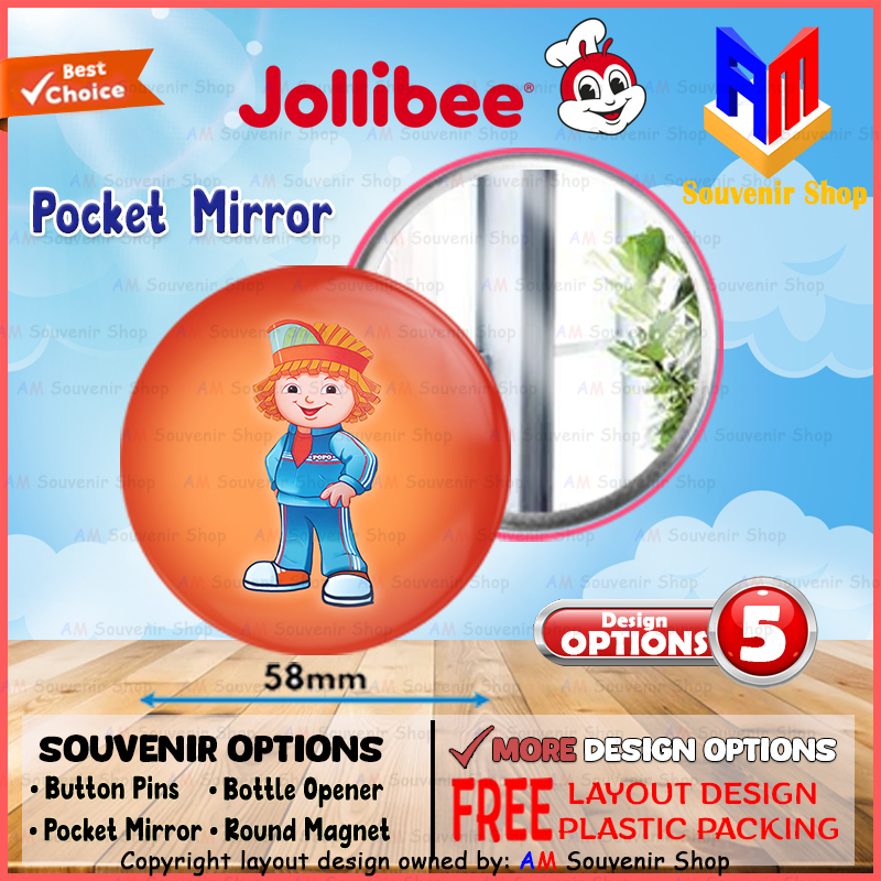 Jollibee Pocket Mirror, Button Pins, Magnet badge, Bottle opener, - W ...