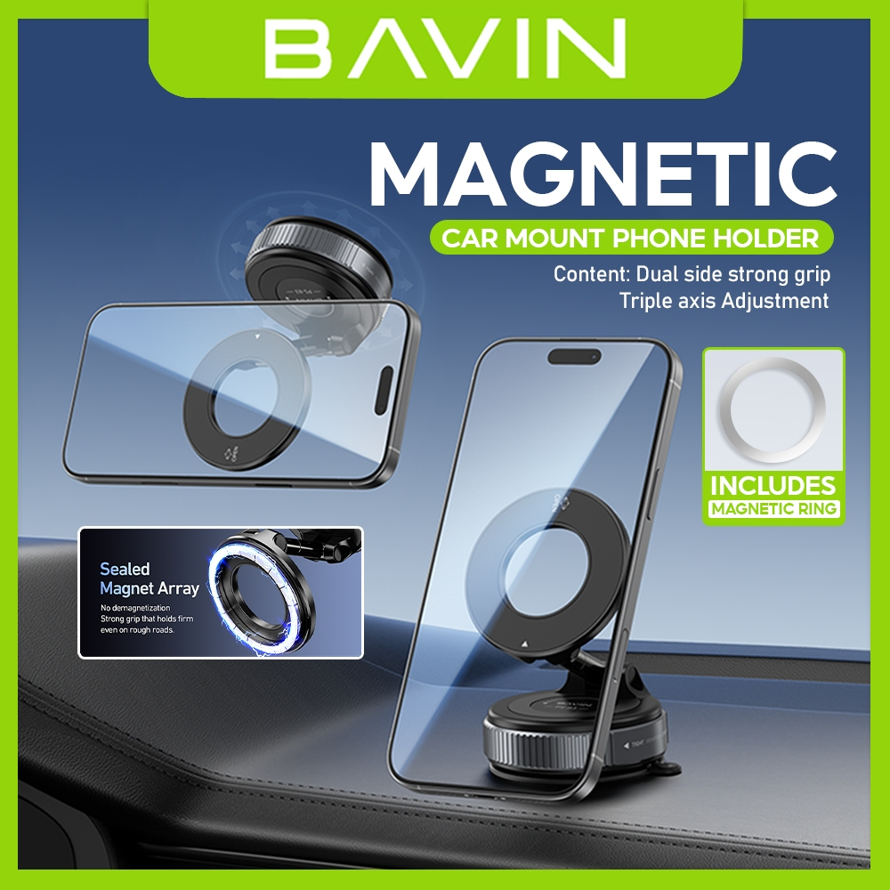 BAVIN PS83 Vacuum Magnetic Car Mount Phone Holder 360° Foldable ...