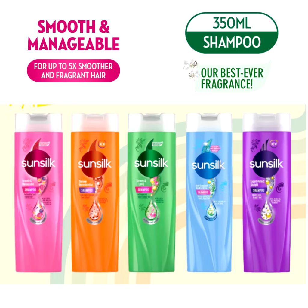SUNSILK Shampoo Green & Pink Strong & Long / Smooth Manageable 350ml ...