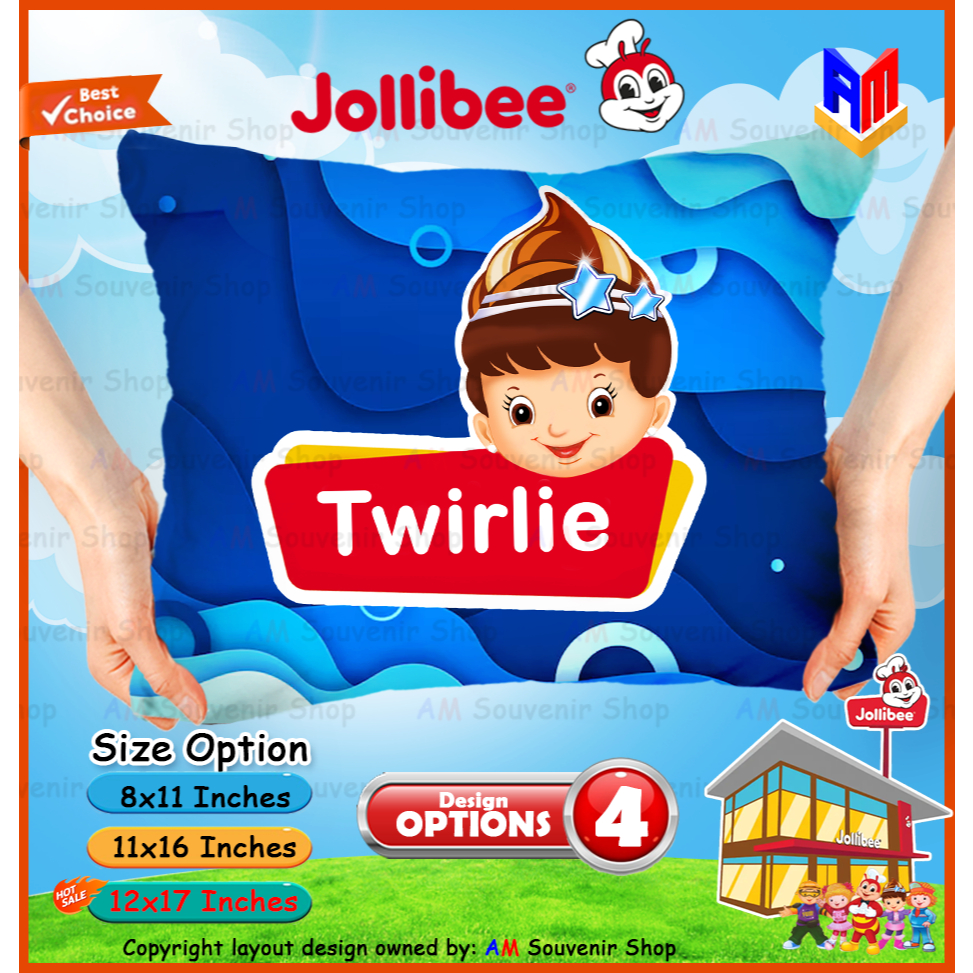 Jollibee Rectangle Pillow – Twirlie Jollibee Character - Soft, Huggable ...