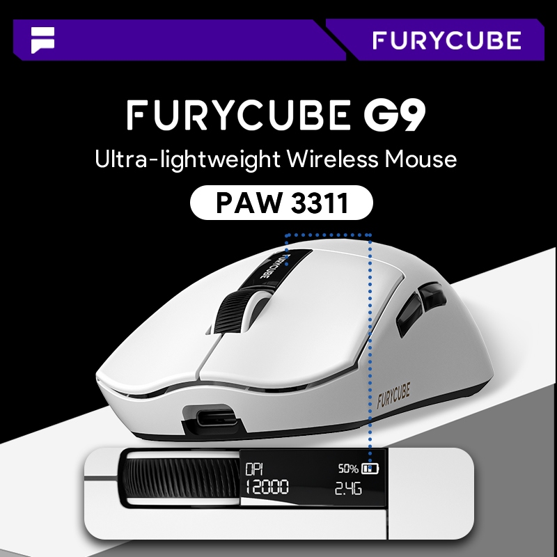 FURYCUBE G9 Gaming Mouse Wireless 2.4G High DPI Black White Mice With ...