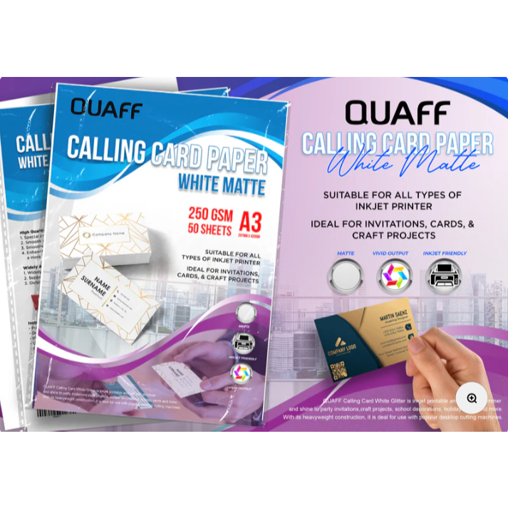 QUAFF Calling Card Paper 250GSM A3 (297*420m) White Matte - 50sheet ...