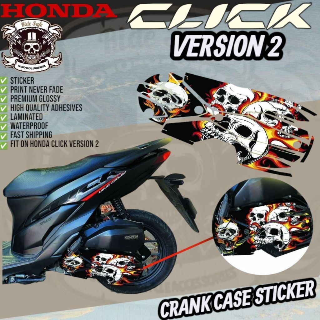 Honda Click Version 2 Crankcase Sticker Accessories / Click V2 Sticker ...
