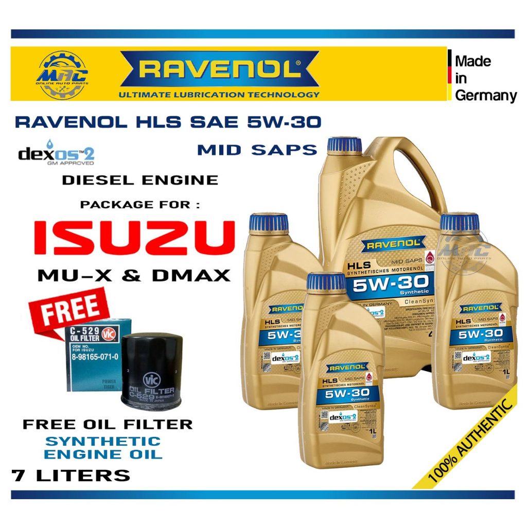 RAVENOL HLS 5W30 DEXOS 2 7 Liters ISUZU DMAX , MUX , D-MAX , MU-X ...