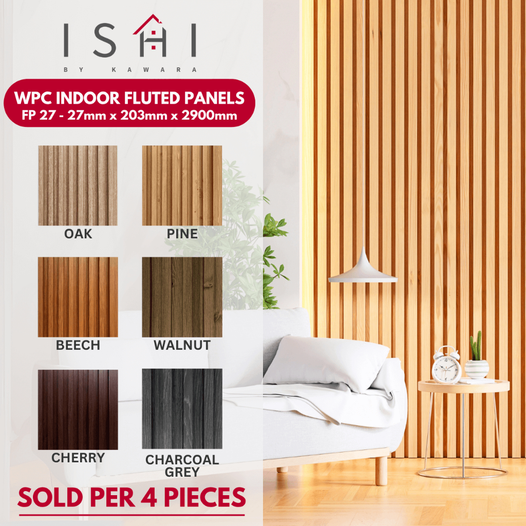 ISHI WPC Indoor Fluted Wall Panel FP 27 l 27mm x 203mm x 2900mm - 4 PCS ...
