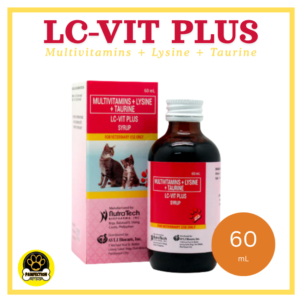 LC VIT PLUS Syrup (60ml) for CATS I Multivitamins + Lysine + Taurine ...