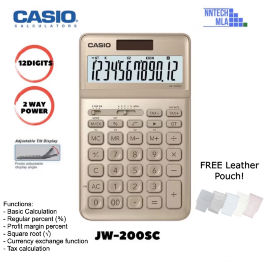 Casio Jw200sc Stylish Desktop Calculator In Gold Color with Free ...