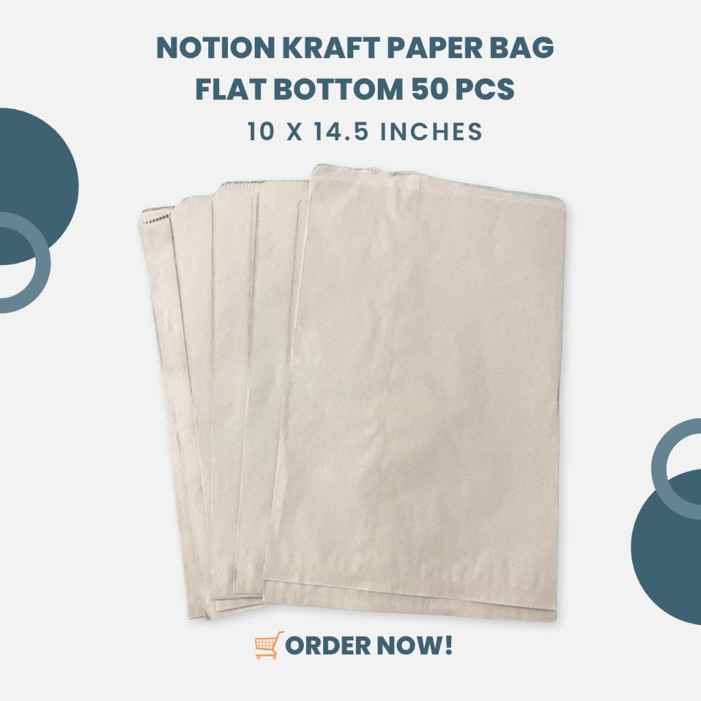 Notion Kraft paper bag flat bottom 50pcs | Shopee Philippines