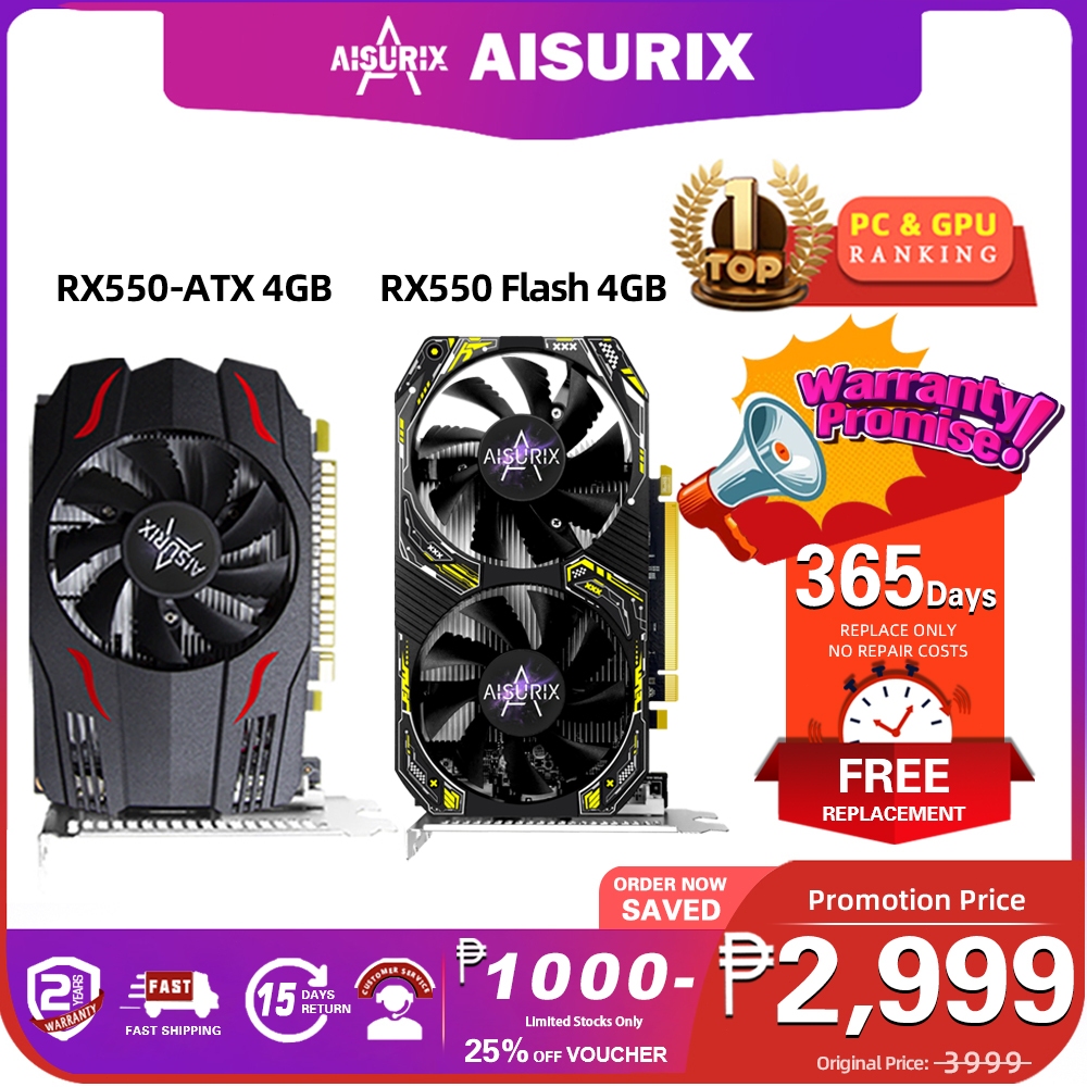 AISURIX RX550 4G New Graphics Card GDDR5 128Bit Computer HD Game GPU ...