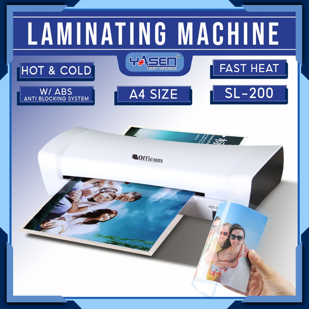 Officom SL200 Laminator A4 Hot & Cold Laminating Machine Set for Document Picture Cards Home ...