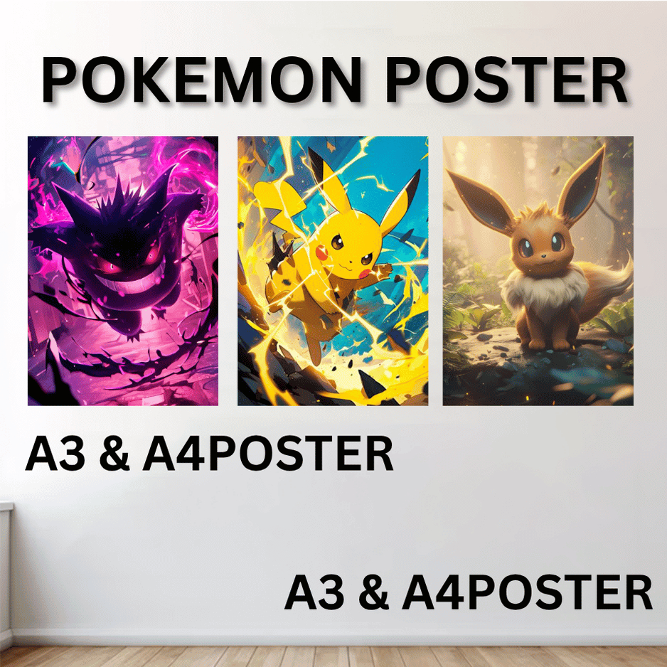 POKEMON VERSION 1 ANIME AFFORDABLE AESTHETIC WALL POSTER GLOSSY A3 AND ...