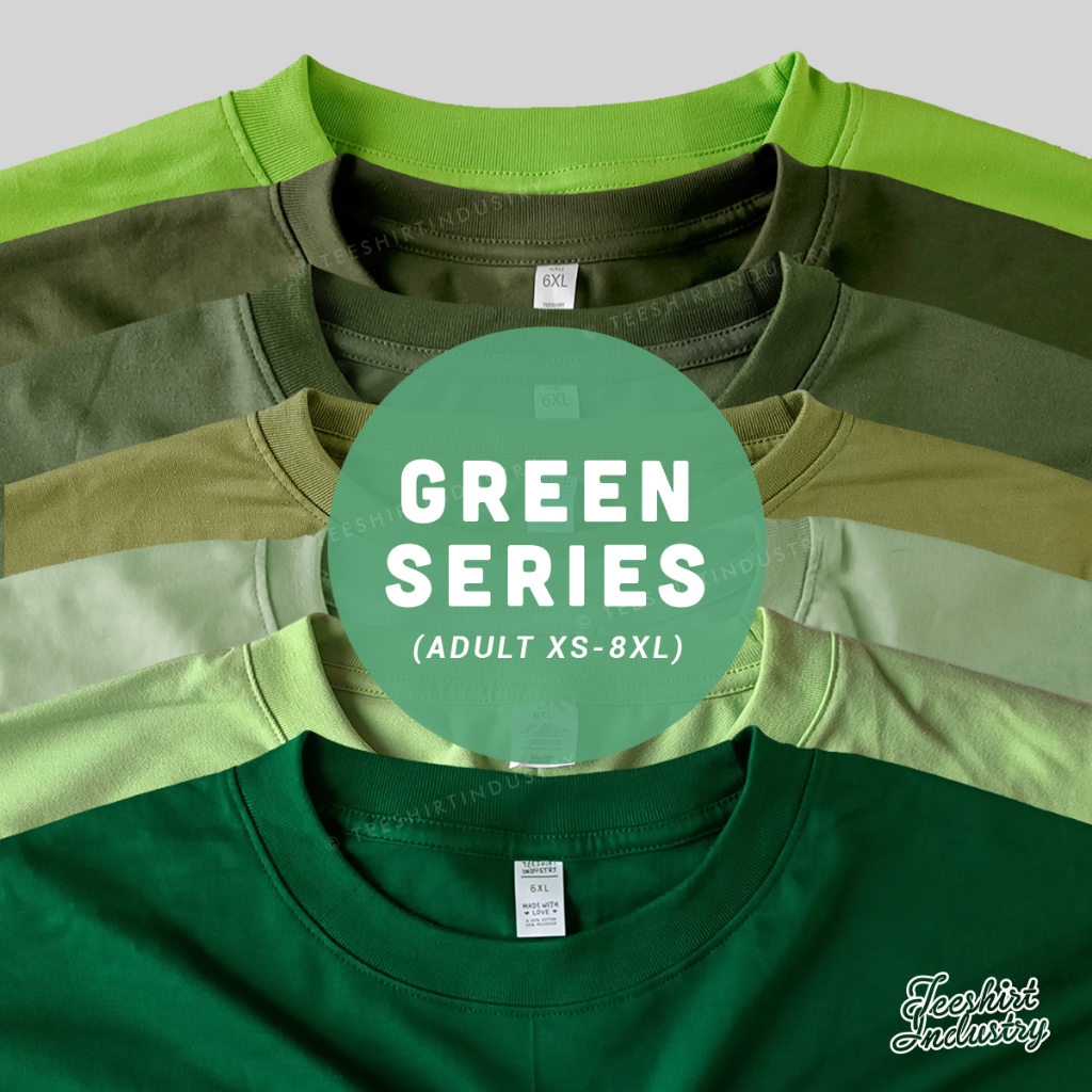 GREEN SERIES (upto 8XL) - Premium Unisex Adult Plain Tshirt (sage army ...