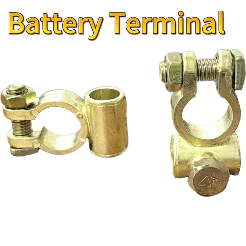 Brass Plated Positive + Negative - Car Vehicle Alloy Battery Terminal 