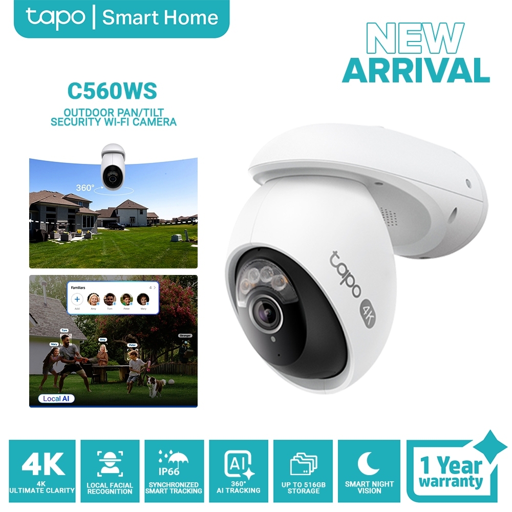 TP-Link Tapo C560WS 4K Ultimate Clarity Outdoor Pan/Tilt Security Wi-Fi ...