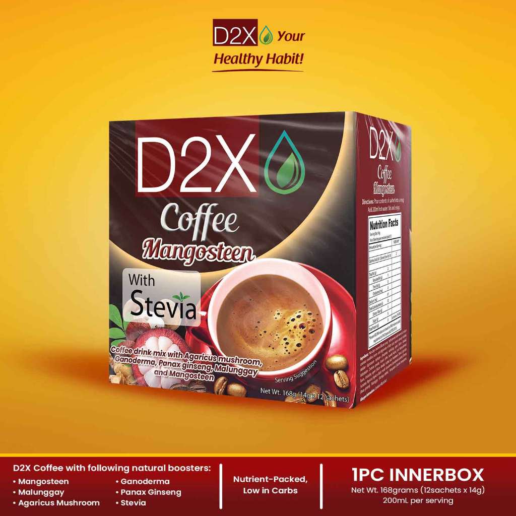 D2X Coffee Mangosteen Classic Sweetened with Stevia (14g x 12 sachets ...