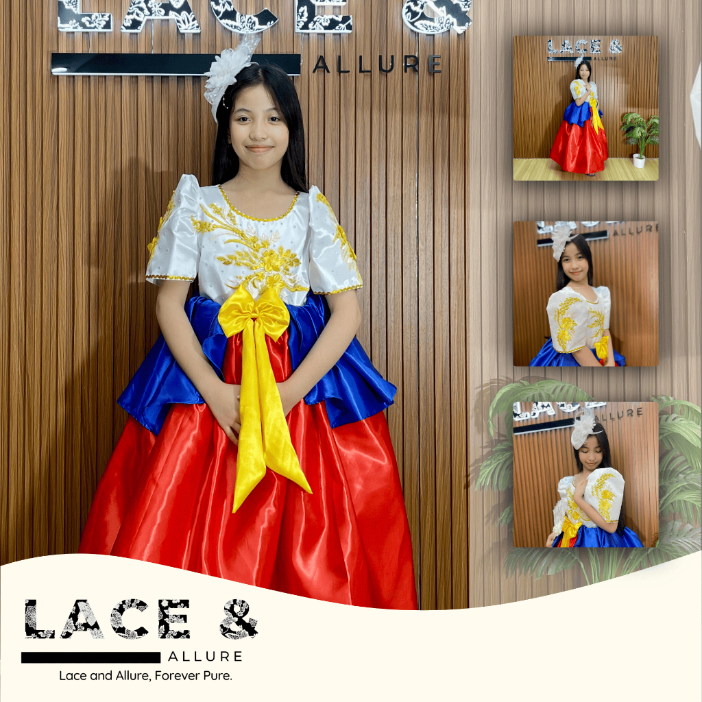 Kids Philippine Flag Filipiniana Dress | Buwan ng Wika & UN/United Nation Costume for Girls ...