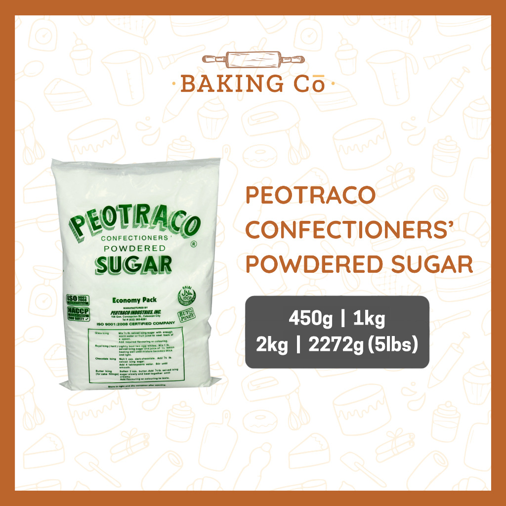 Peotraco Confectioners' Powdered Sugar - 450g | 1kg | 2kg | 2272g (5lbs ...