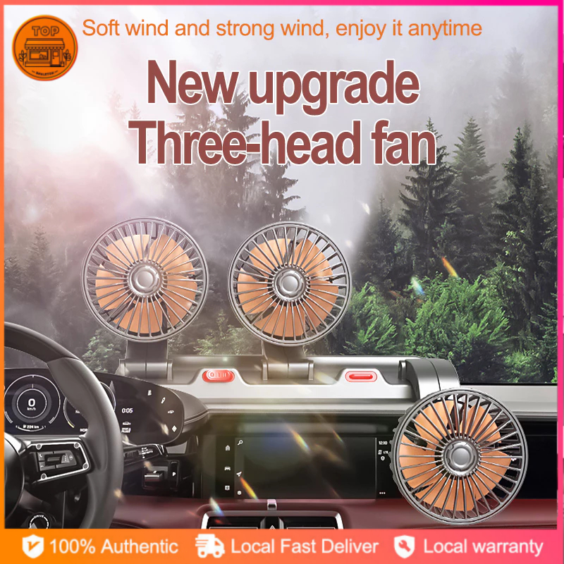 3 Head Car Fan 24V 12V USB Strong Wind Cooling for Truck Van Jeepney ...