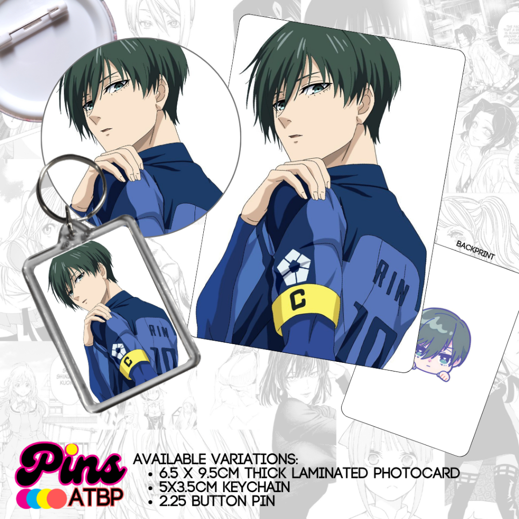 Rin Itoshi Blue Lock Anime Collectible Photocard Button Pin Keychain ...