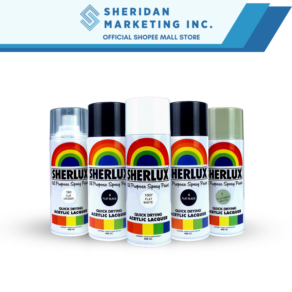Sherlux All Purpose Spray Paint - Quick Drying Acrylic Lacquer Flat ...