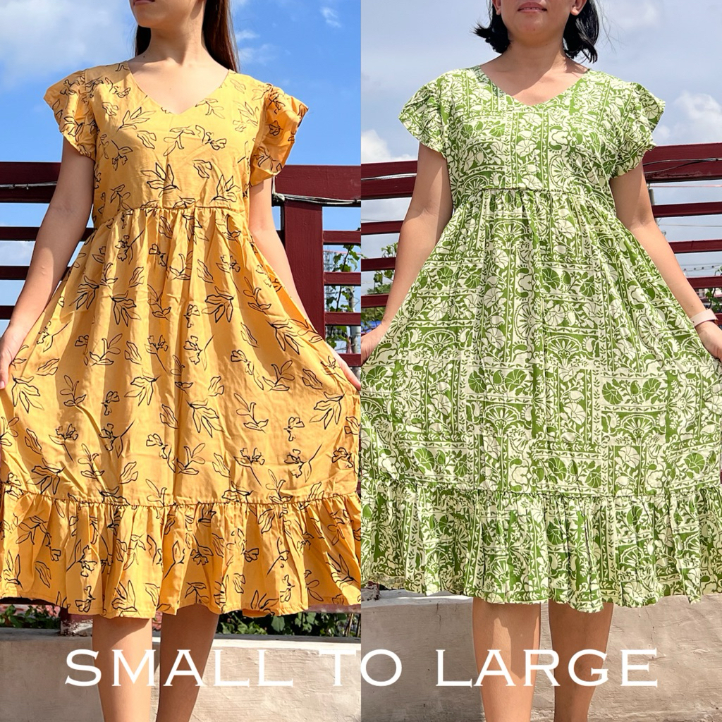 BUTTERFLY CHALLIS BACK GARTER DRESS FIT UP TO SMALL TO LARGE | Shopee ...