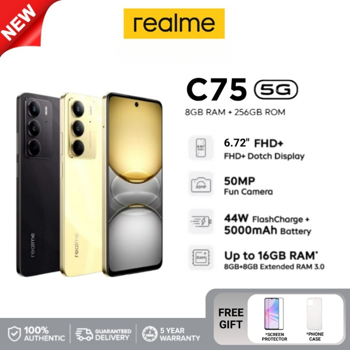 realme C75 5G Smartphone 8GB + 256GB ROM 67W SUPERVOOC Charging 6000mAh ...