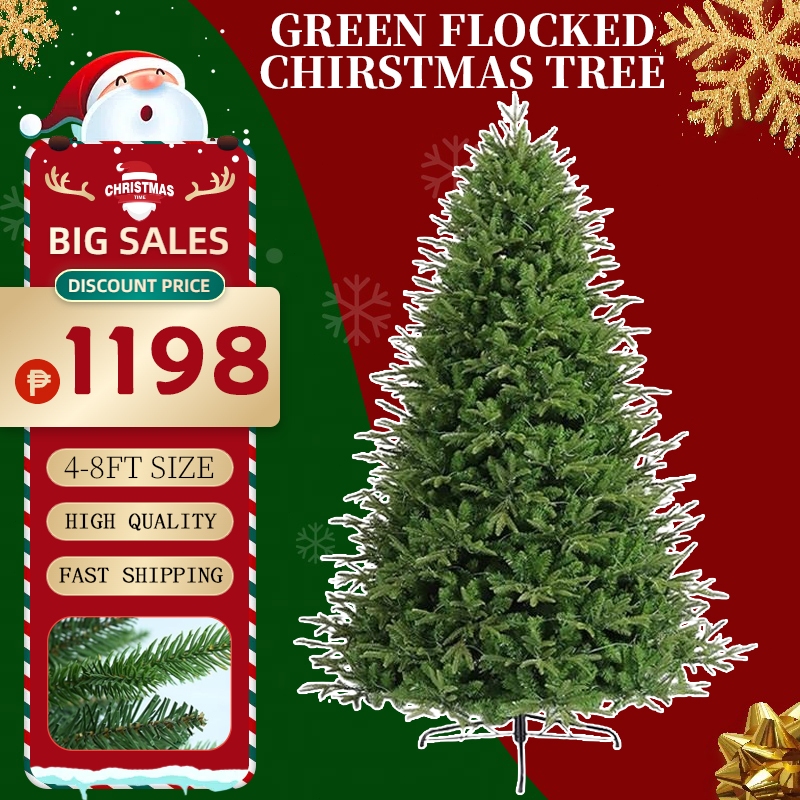 4FT/5FT/6FT/7FT/8FT PE&PVC Christmas tree Pointed Tree Artificial Green ...