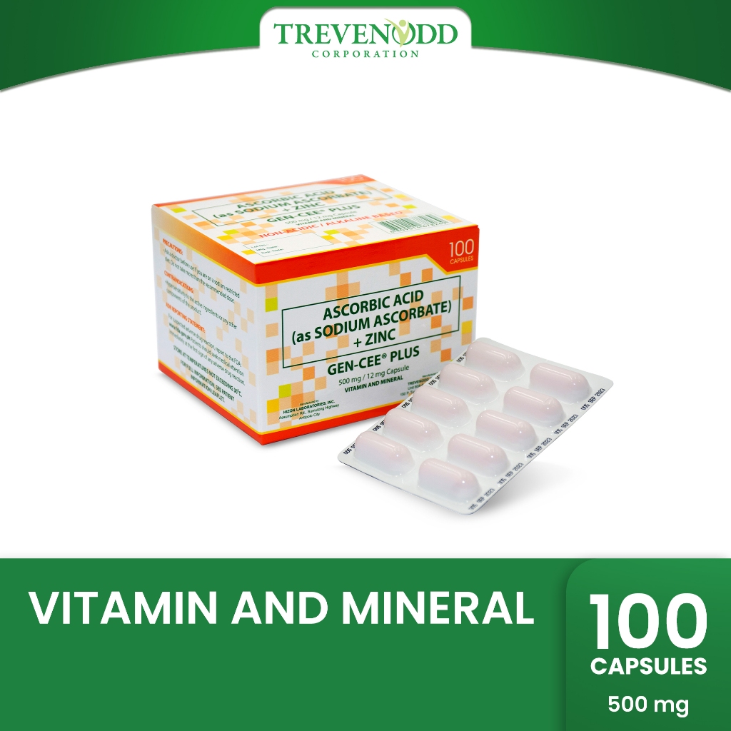 (PROMO + 1 Box) TRVC GEN-CEE Plus Zinc Capsule 100 pcs 512 mg Ascorbic ...