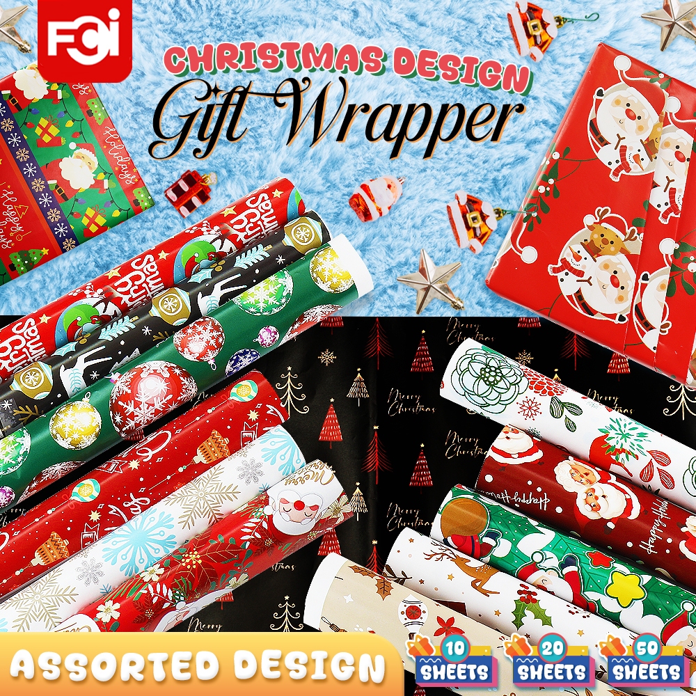 FCI Christmas Wrapper Assorted Design (CXW) 10/20/50sheets per roll ...
