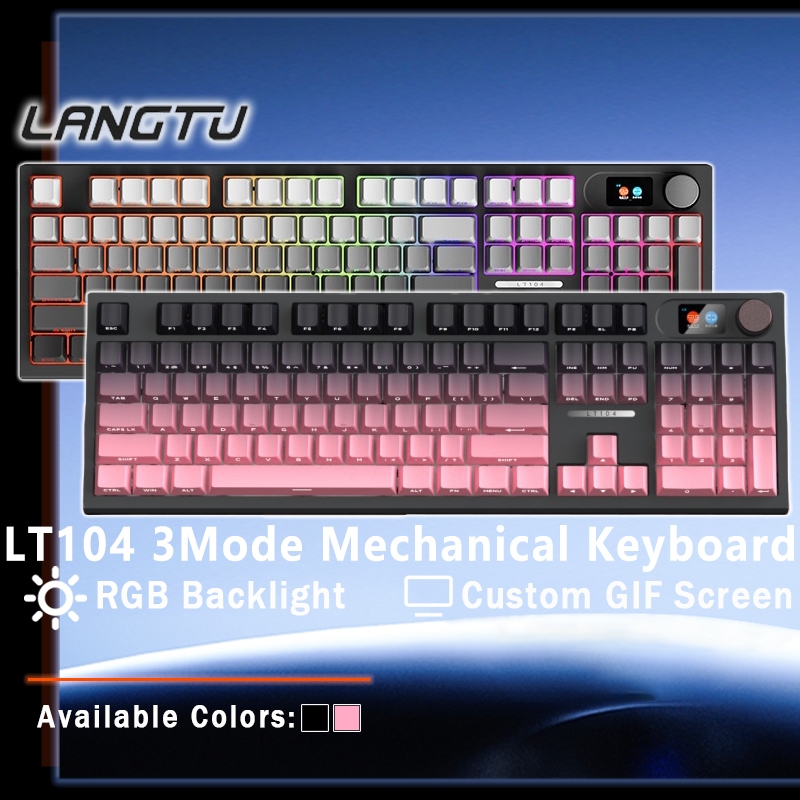 LANGTU Upgrade Side Lettering PBT Keycaps LT104 3Mode Wireless Gaming ...