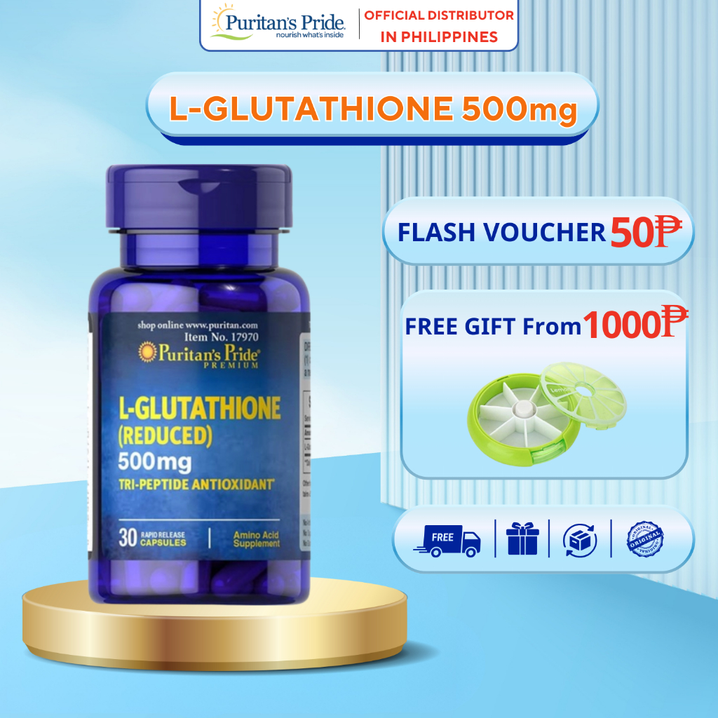 Glutathione Supplement Puritan's Pride L-Glutathione 500mg 30 Capsules ...