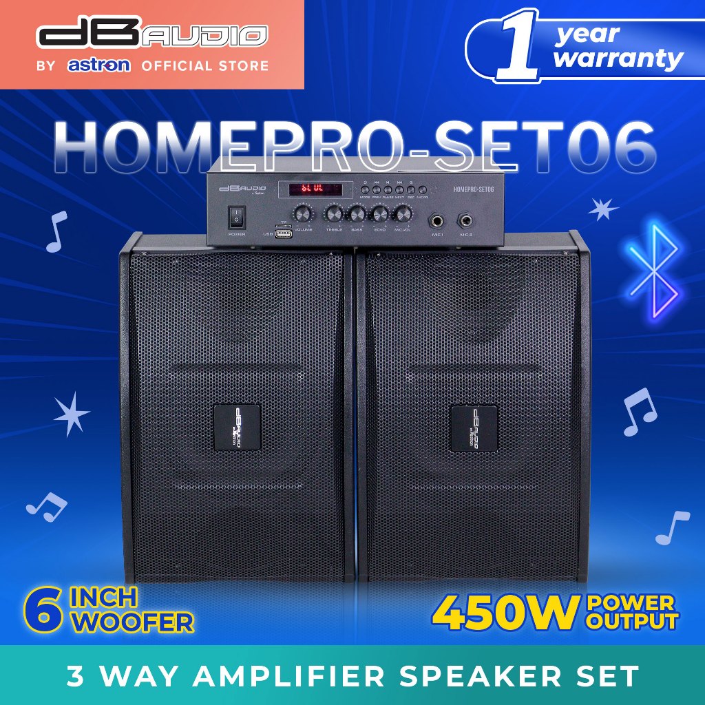 DB Audio by Astron HOMEPROSET06 3-Way Amplifier Speaker Set - Bluetooth ...