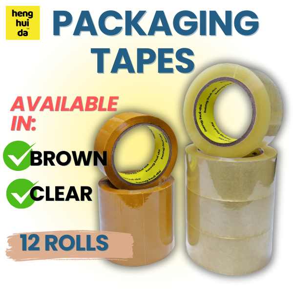 12ROLLS 100M/200M Clear/Brown Packaging Tape for Sealing Parcel High ...