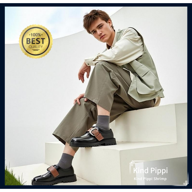 British Atyle Contrast Color Split Toe Shoes for Thick Sole Heightening Fashionable All-Match ...