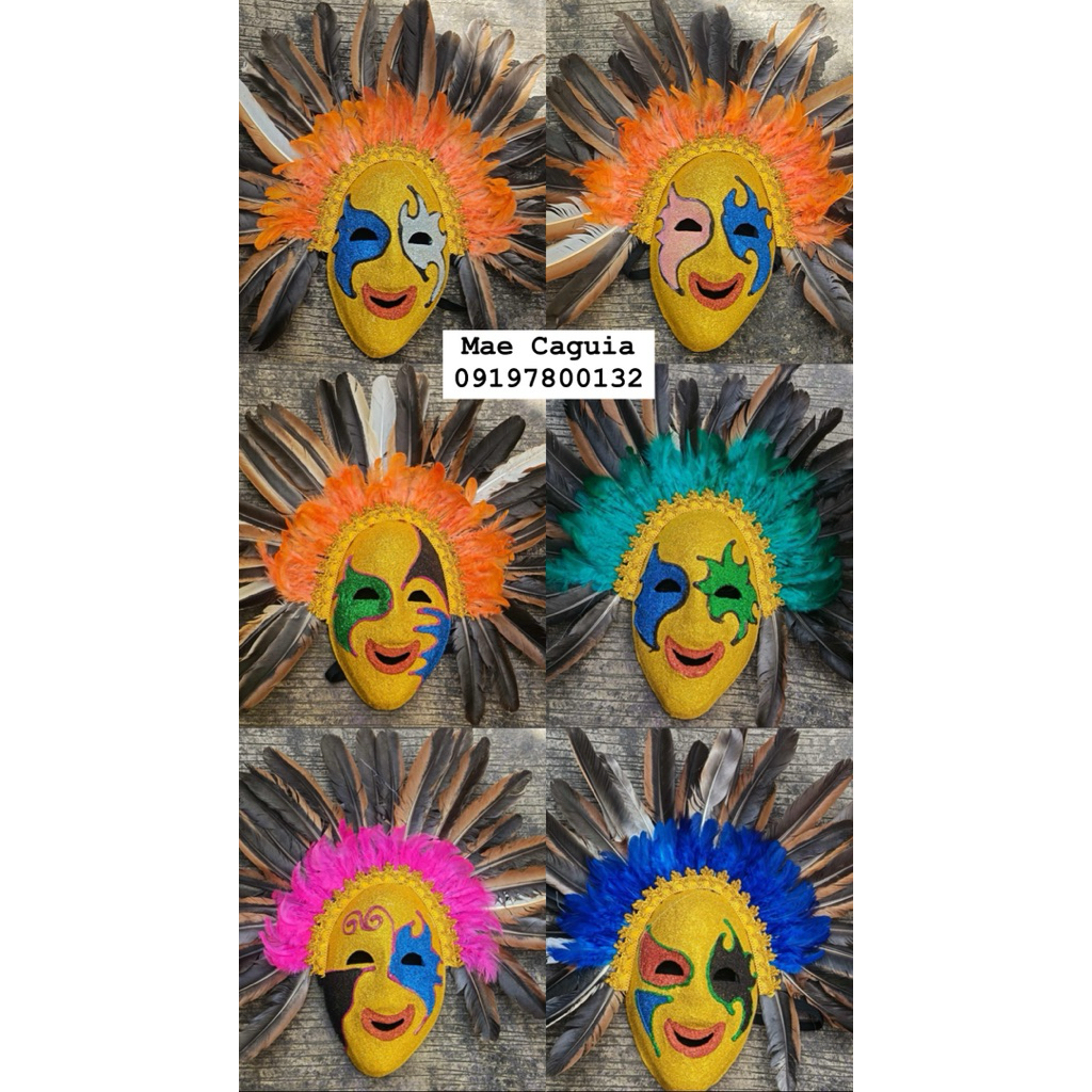 COLORFUL FESTIVAL MASKARA WITH GLITTERS AND RAINBOW FEATHERS | Shopee ...