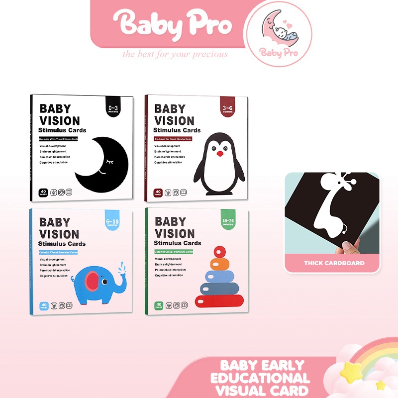 Baby Pro Baby Visual Stimulation Cards for Ages 0-36 months Black/White ...