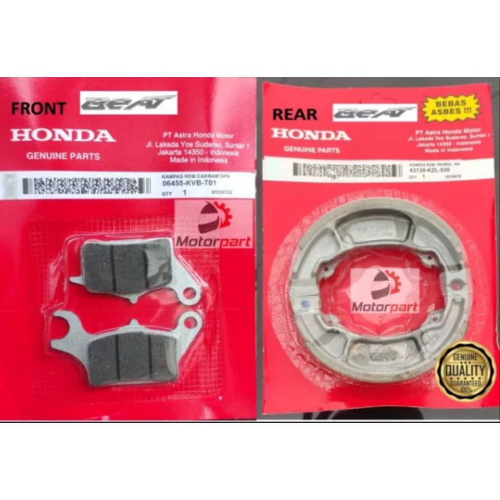 HONDA BEAT V1 V2 V3/CLICK V1 125i 150i BRAKE PAD SET | Shopee Philippines