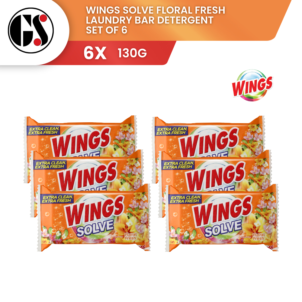 Wings Solve Floral Fresh Laundry Bar Detergent 130g Set of 6 | Shopee ...