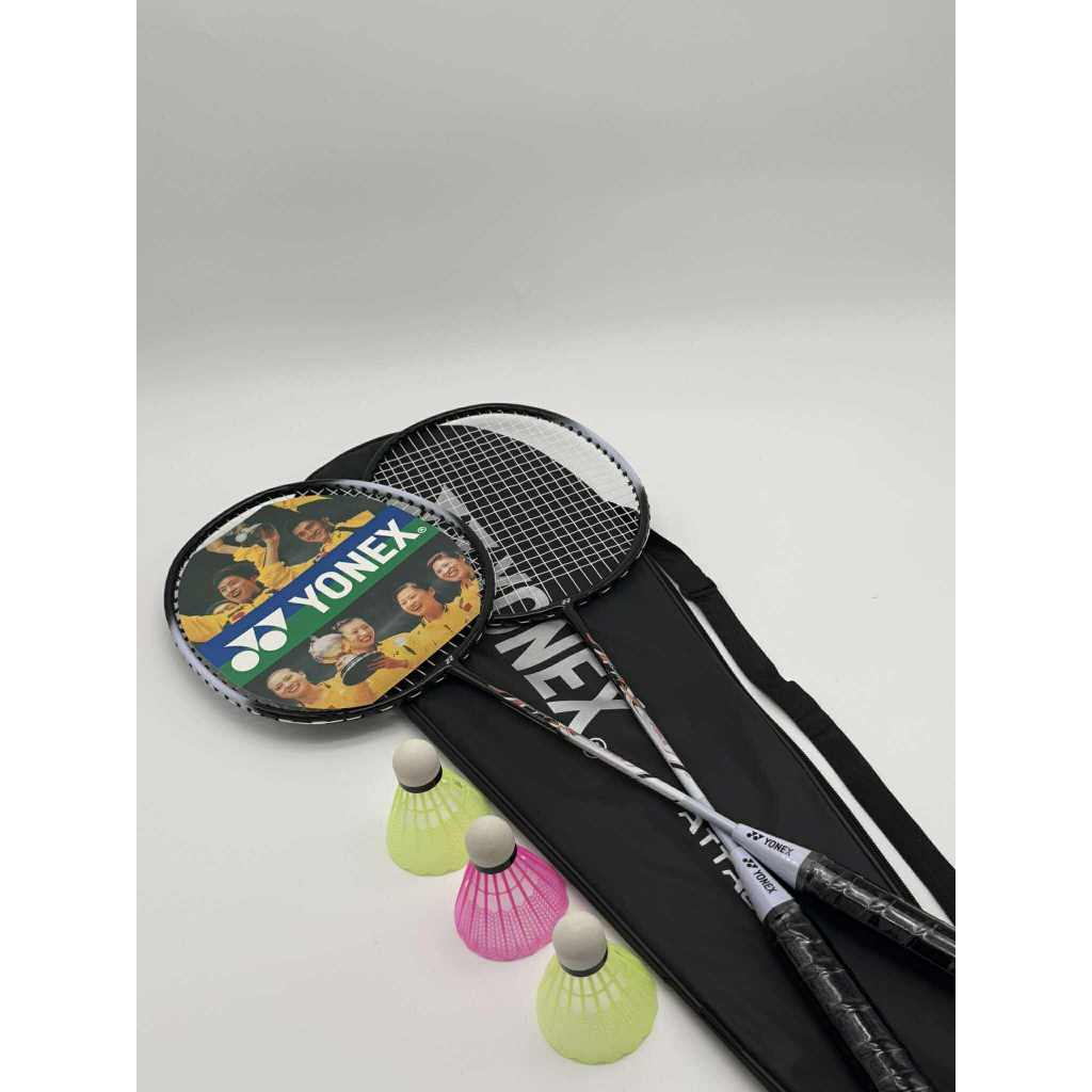 Pair (2pcs) Badminton Racket with Bag and 3 pieces Colored Shuttlecock ...