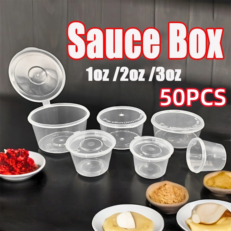 50pcs Transparent Sauce Box Lidded Flavoring Sauce Cup Chili Oil ...