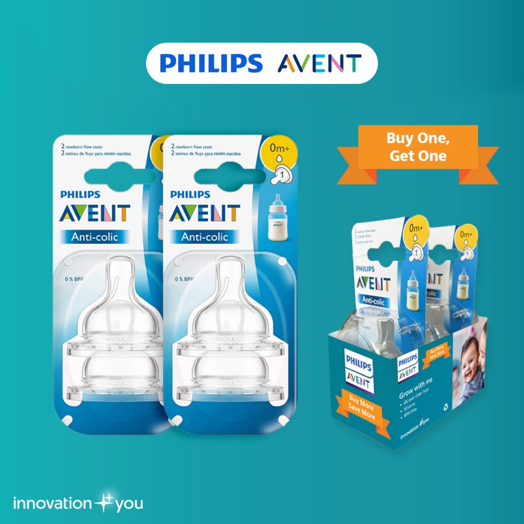 Philips AVENT 0m+ Anti-colic Newborn Flow Nipples, 4-pack | Shopee Philippines